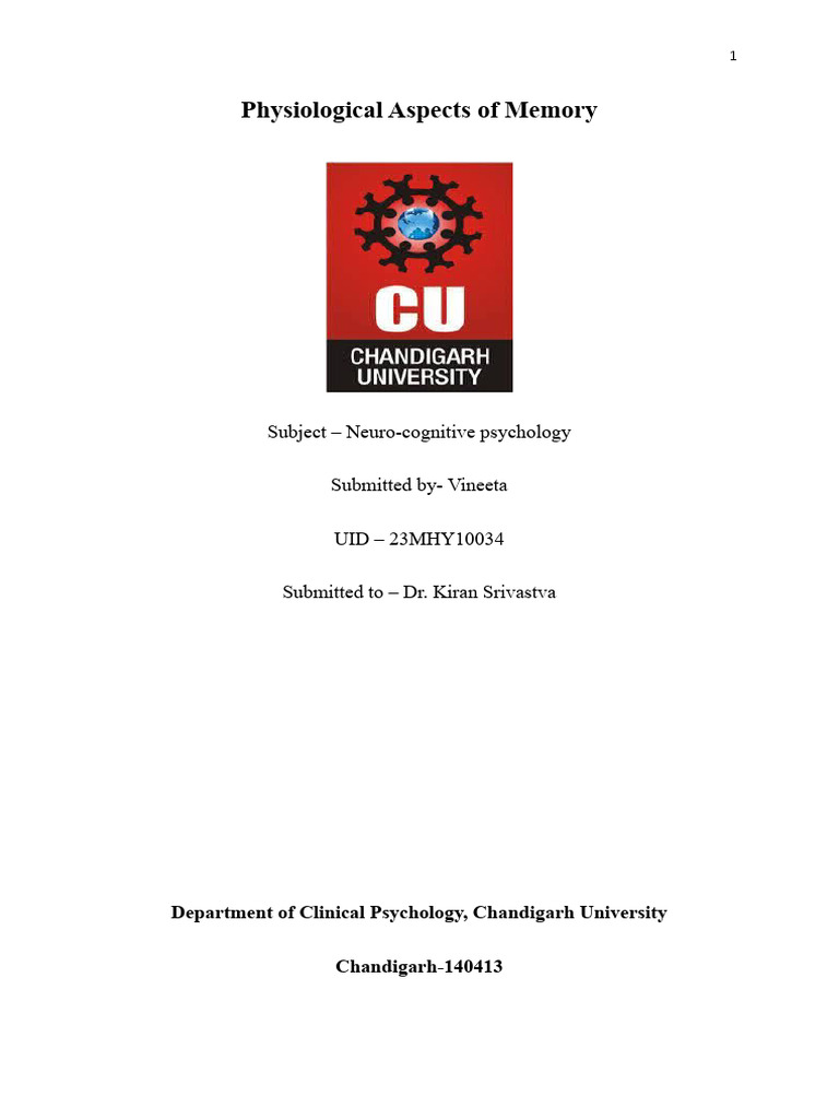 Physiological Aspects of Memory | PDF | Memory | Long Term Memory