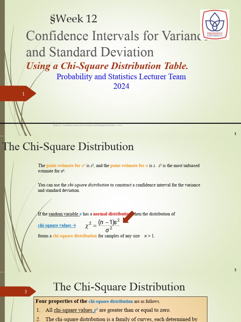 12 - Stat - Confidence Intervals For Variance and Standard Deviation ...