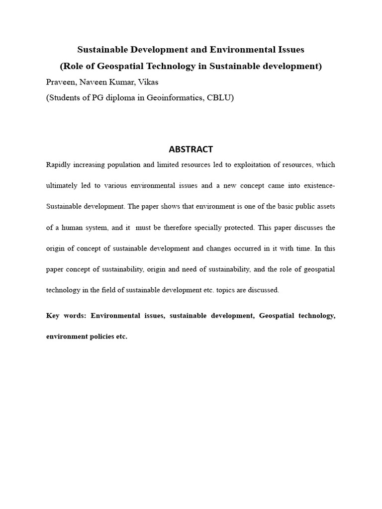 SD paper | PDF | Sustainability | Deforestation