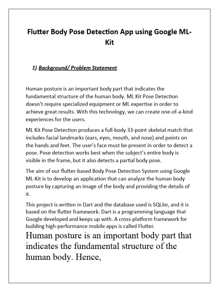 Flutter Body Pose Detection App Using Google ML-Kit Report | PDF | Ios | Mac Os