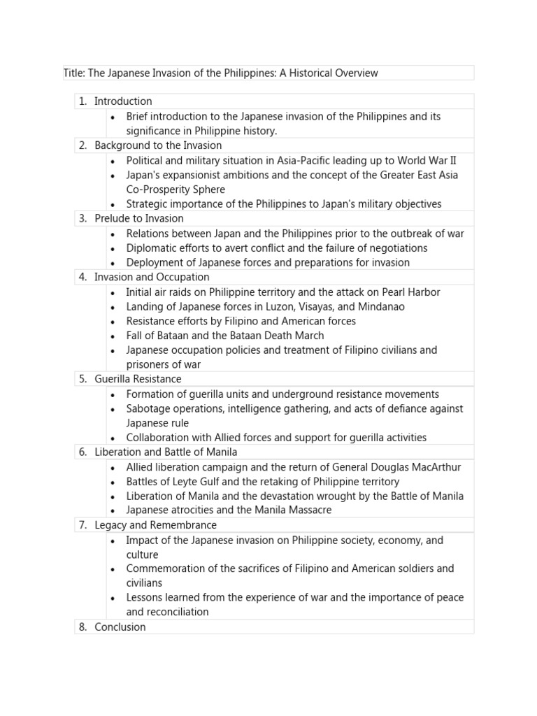 The Japanese Invasion of the Philippines A Historical Overview | PDF ...