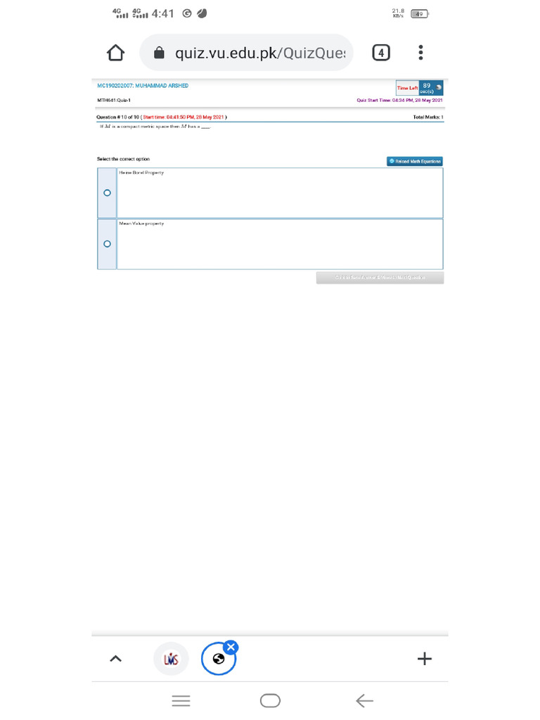 Mth641 Quiz 01 (1 To 30) - 1 | PDF