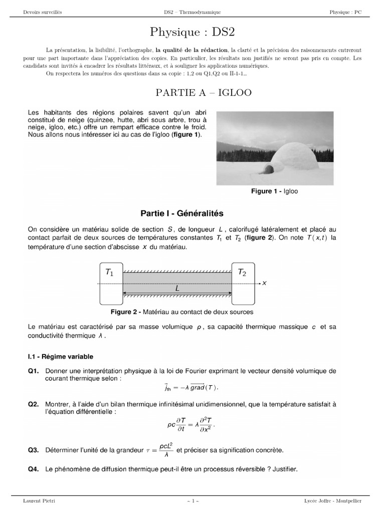 DS2 Thermodynamique | PDF | Grandeur physique | Physique appliquée et ...