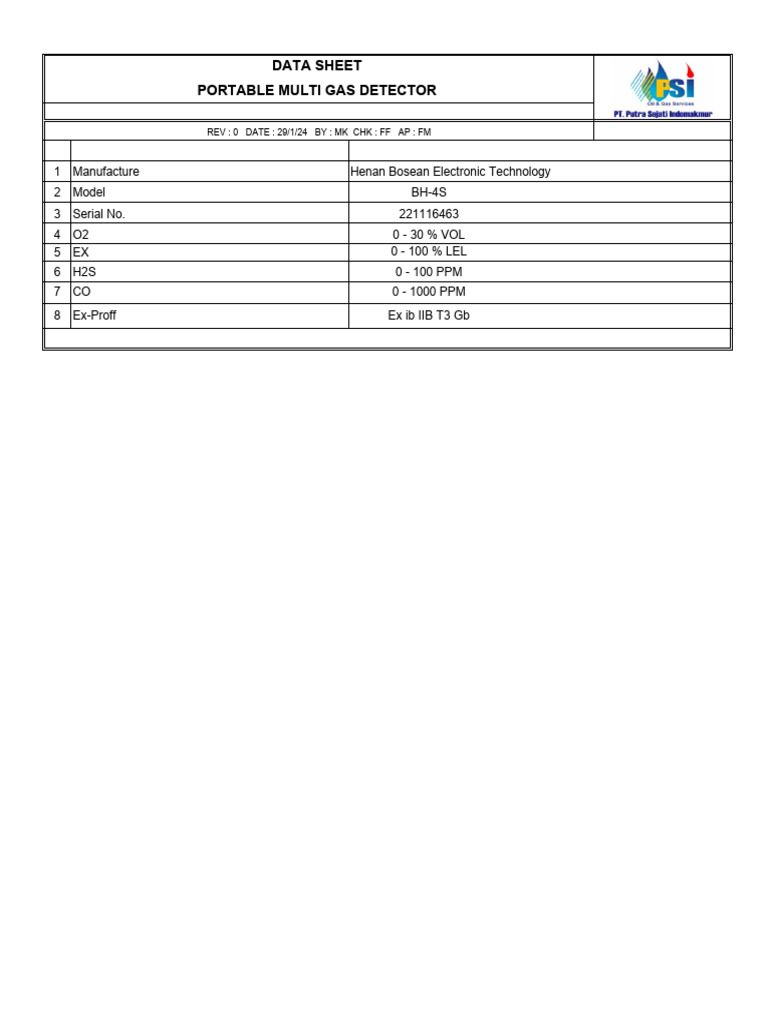 Data Sheet Portable Gas Detector | PDF