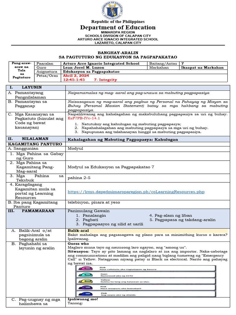 Week 1 ESP 7 4th Quarter | PDF