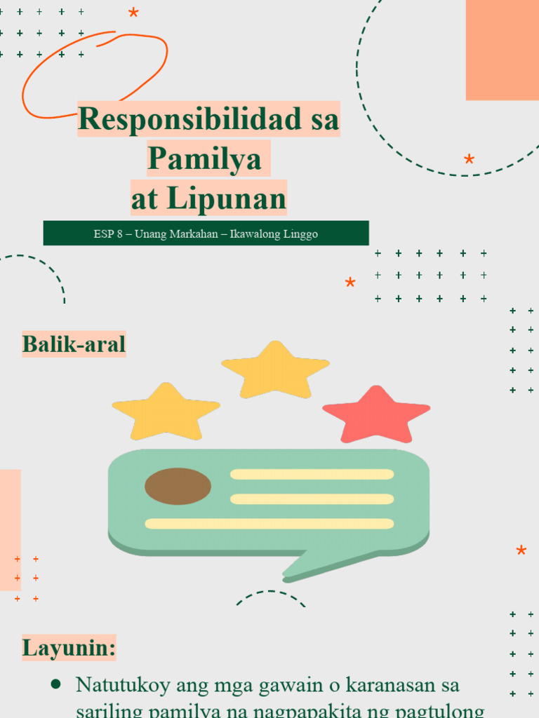 ESP8 - Q1 - W8 - D4 - Responsibilidad Sa Pamilya at Lipunan | PDF