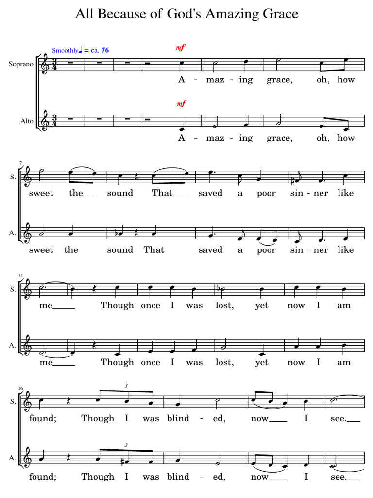 All Because of Gods Amazing Grace SA | PDF | Theology | Religious ...