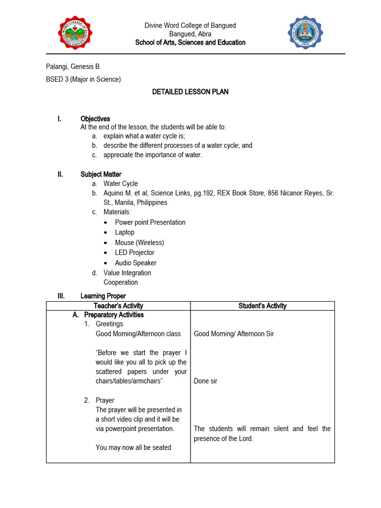 Lesson Plan Grade 5 | PDF | Water Vapor | Water