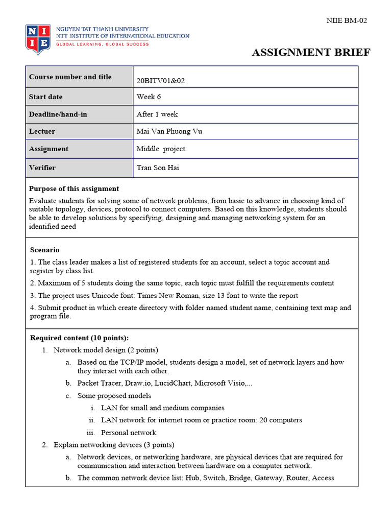 Networking Project Assignment Brief | PDF | Computer Network | Internet