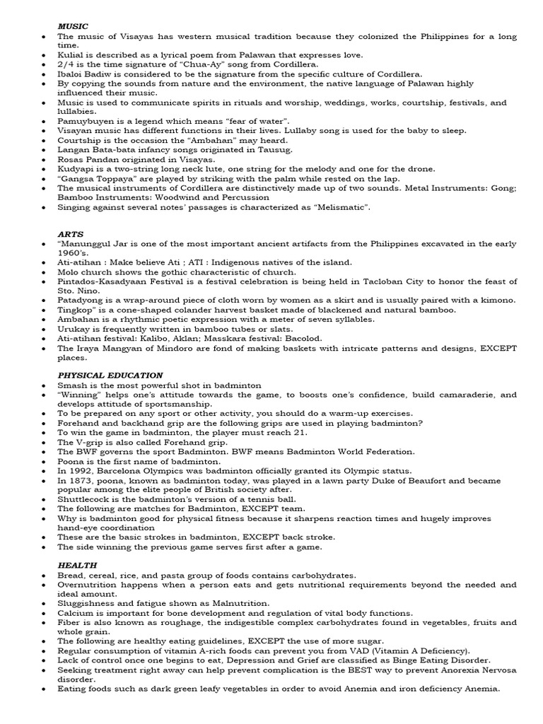Second Periodical Test Reviewer 1 | Download Free PDF | Eating ...
