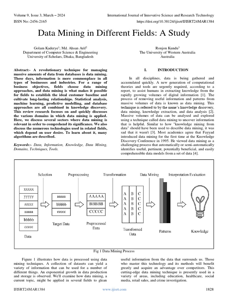 Data Mining in Different Fields: A Study | Download Free PDF | Data Mining | Popular Culture ...