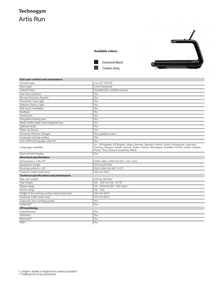 Artis Cardio Tech Specs en | PDF | Bluetooth | Telemetry