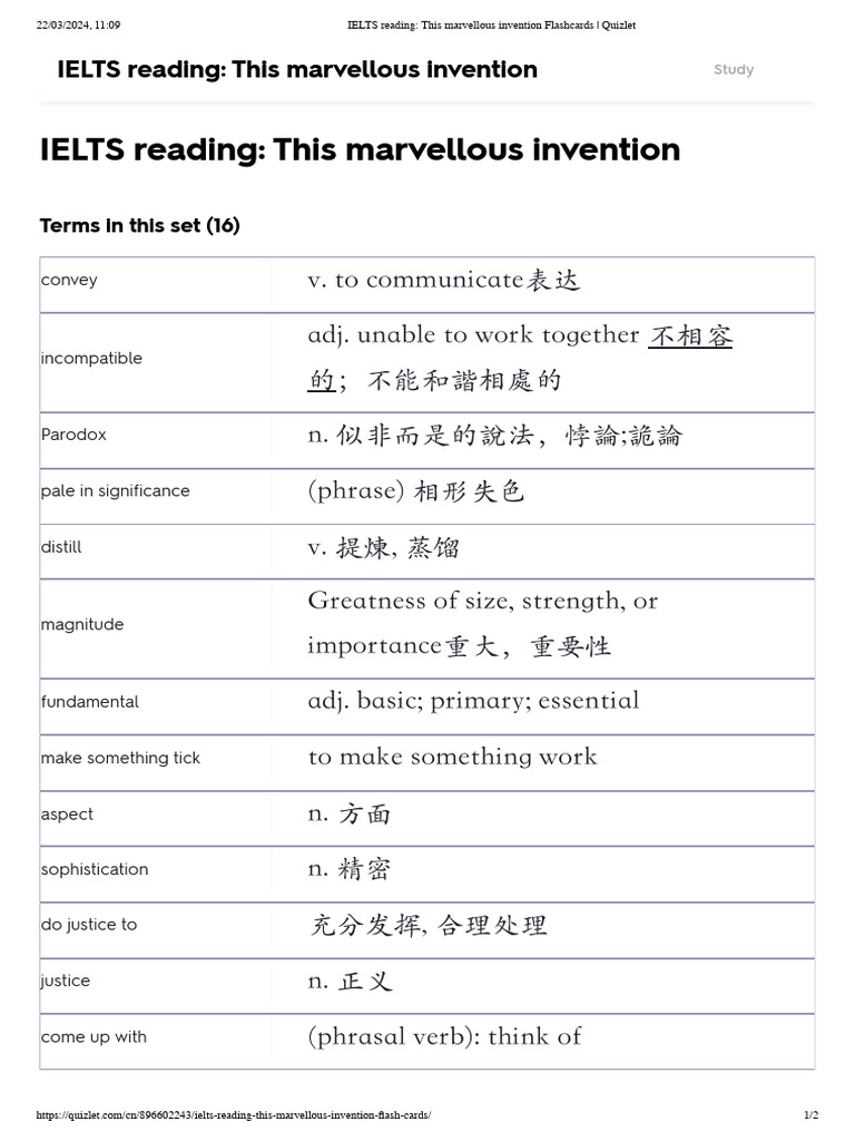 IELTS Reading - This Marvellous Invention Flashcards - Quizlet | PDF