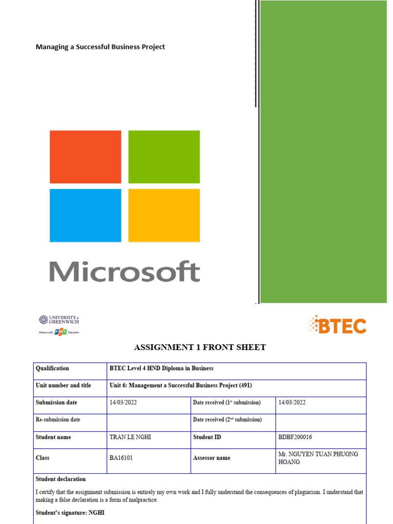 491 - Assignment 1 Frontsheet | PDF