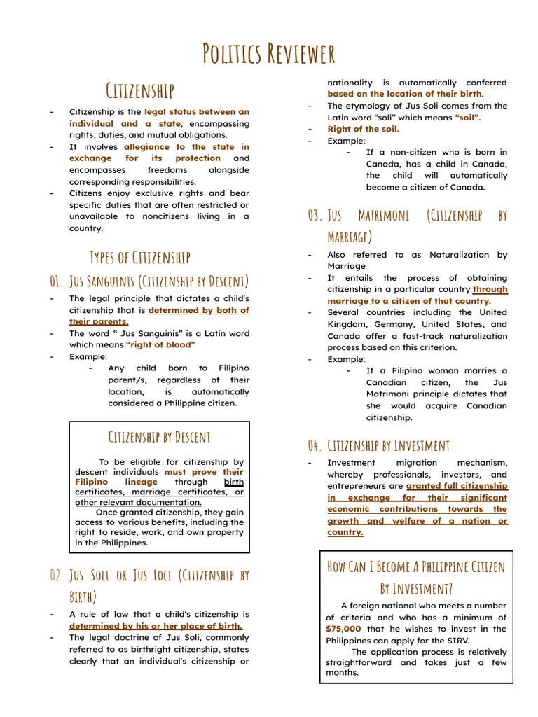 POLGOV | PDF | Citizenship | Naturalization