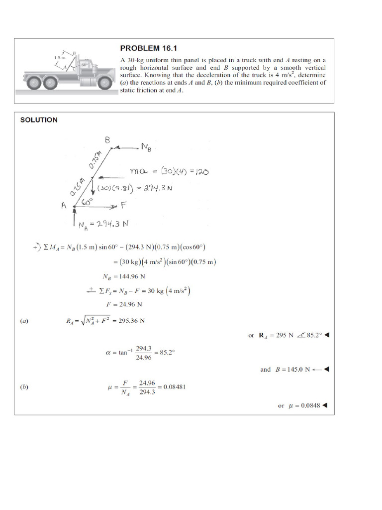 Ch 16 homework Dynamics | PDF
