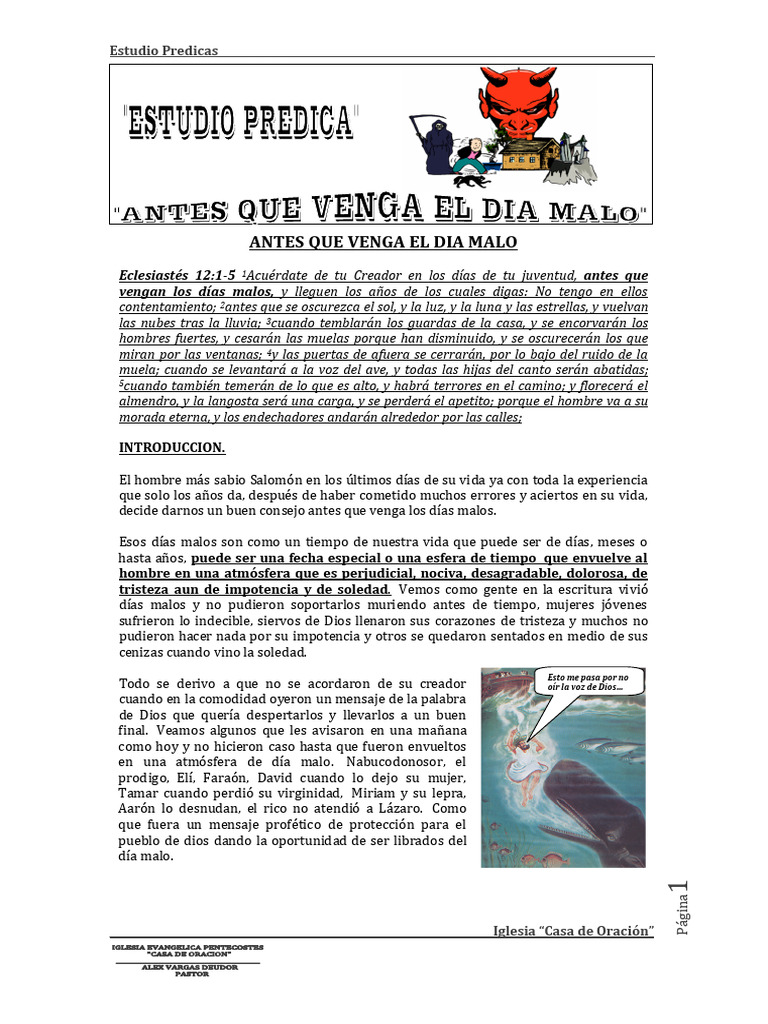 Reflexiones Bíblicas: Días Malos | PDF | Oración | María, madre de Jesús