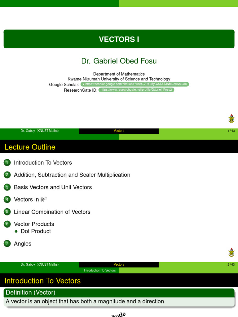 Vectors 1 | PDF | Euclidean Vector | Abstract Algebra