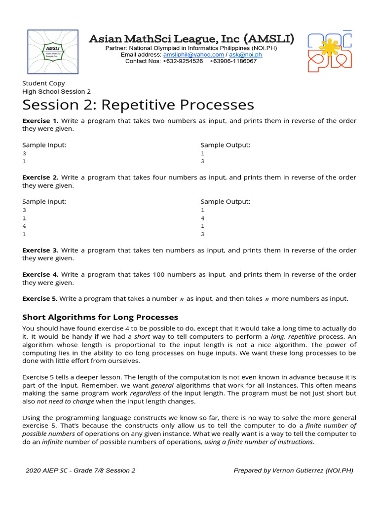2020 AIEP HS S2 SC | PDF | Mathematics | Computer Science