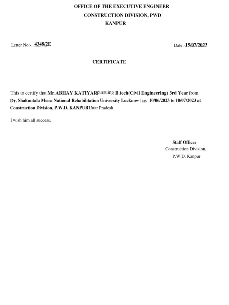 Abhay PWD Certificate | PDF