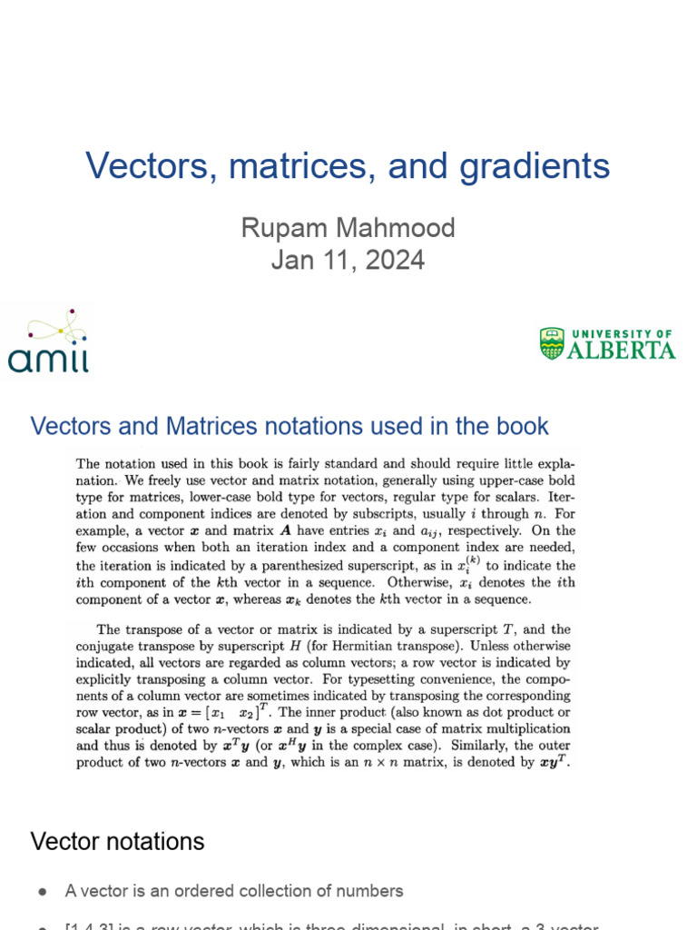 Vectors, Matrices, and Gradients Guide | PDF | Matrix (Mathematics) | Gradient