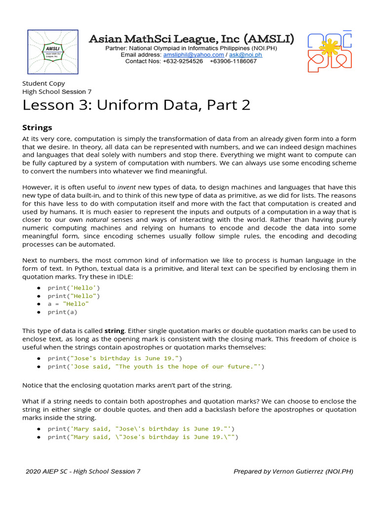 2020 Aiep HS S7 SC | PDF | String (Computer Science) | Scheme (Programming Language)