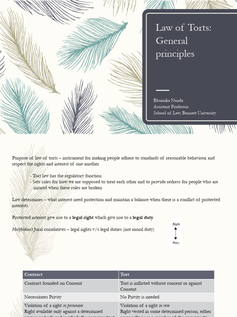 General Principles of Tort Law - Part I - Week 1 2 | Download Free PDF ...