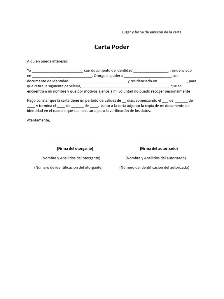 Carta Poder Simple de Papeleria | PDF