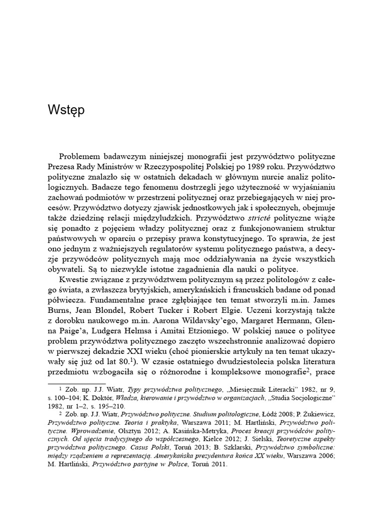 Przywodztwo Polityczne WSTEP | PDF