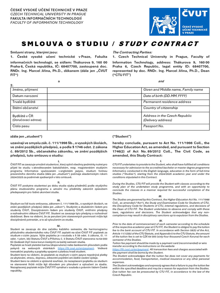 Study Contract 2024 | PDF