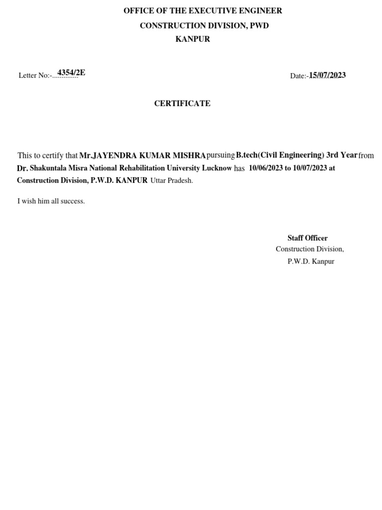 Jayendra PWD Certificate | PDF