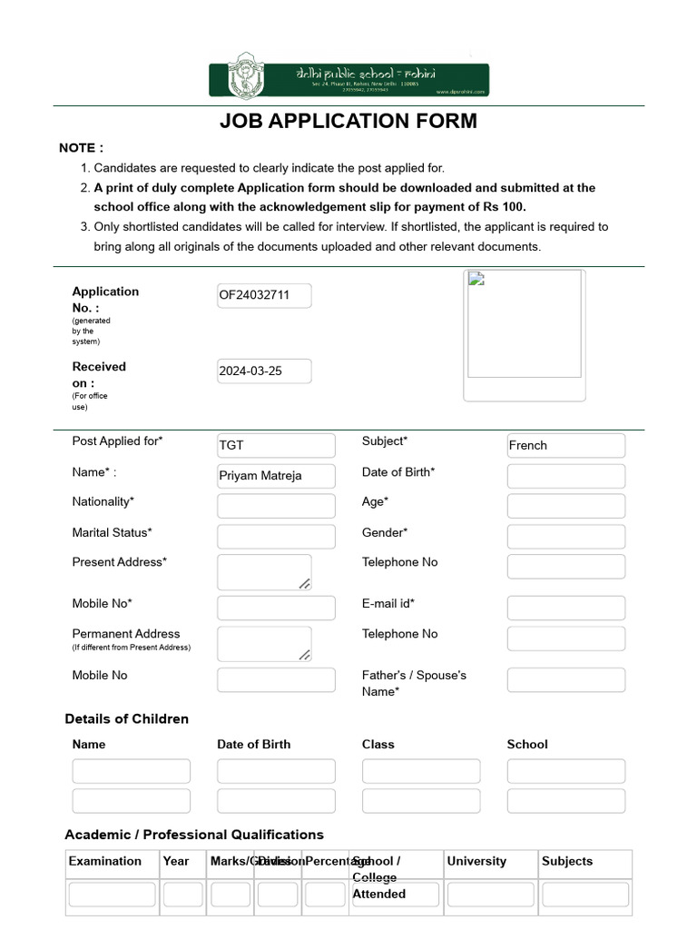 Dpsrohini - in Vacancy Management Job Application Preview-Offline - PHP ...