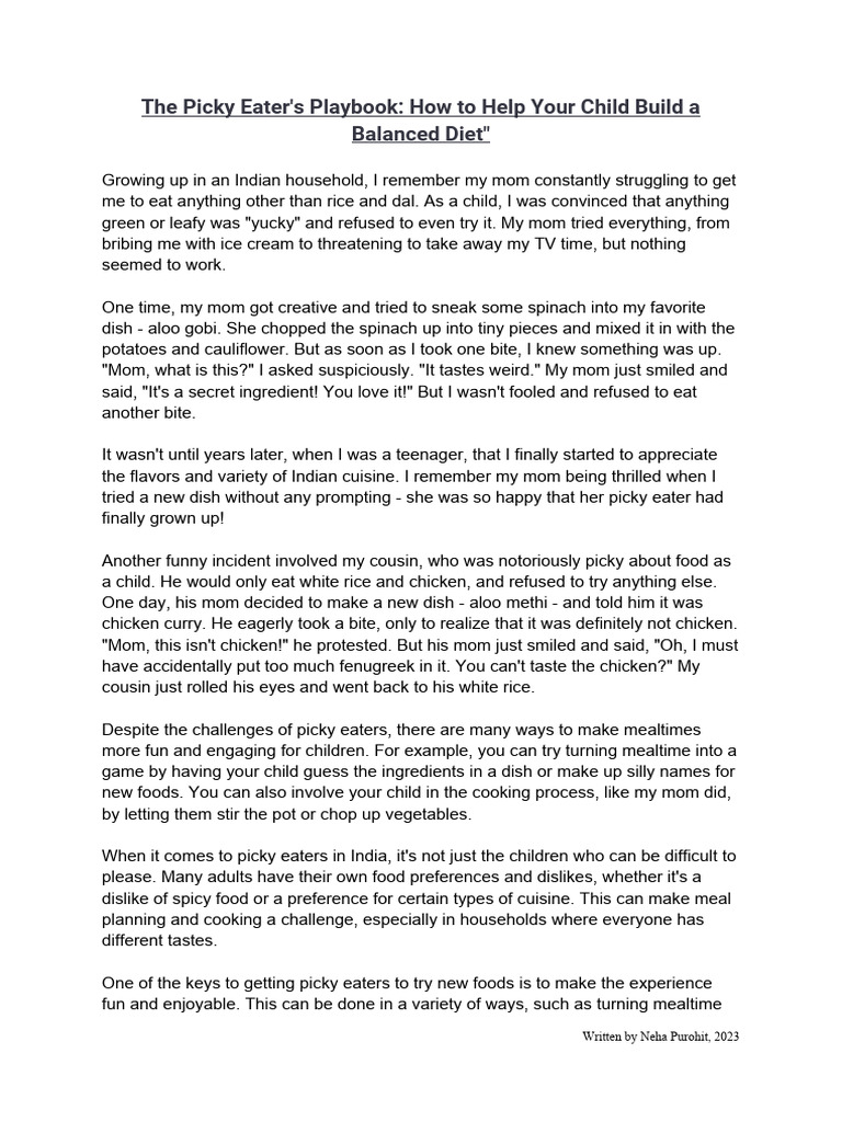 The Picky Eater's Playbook | PDF | Foods | Cooking