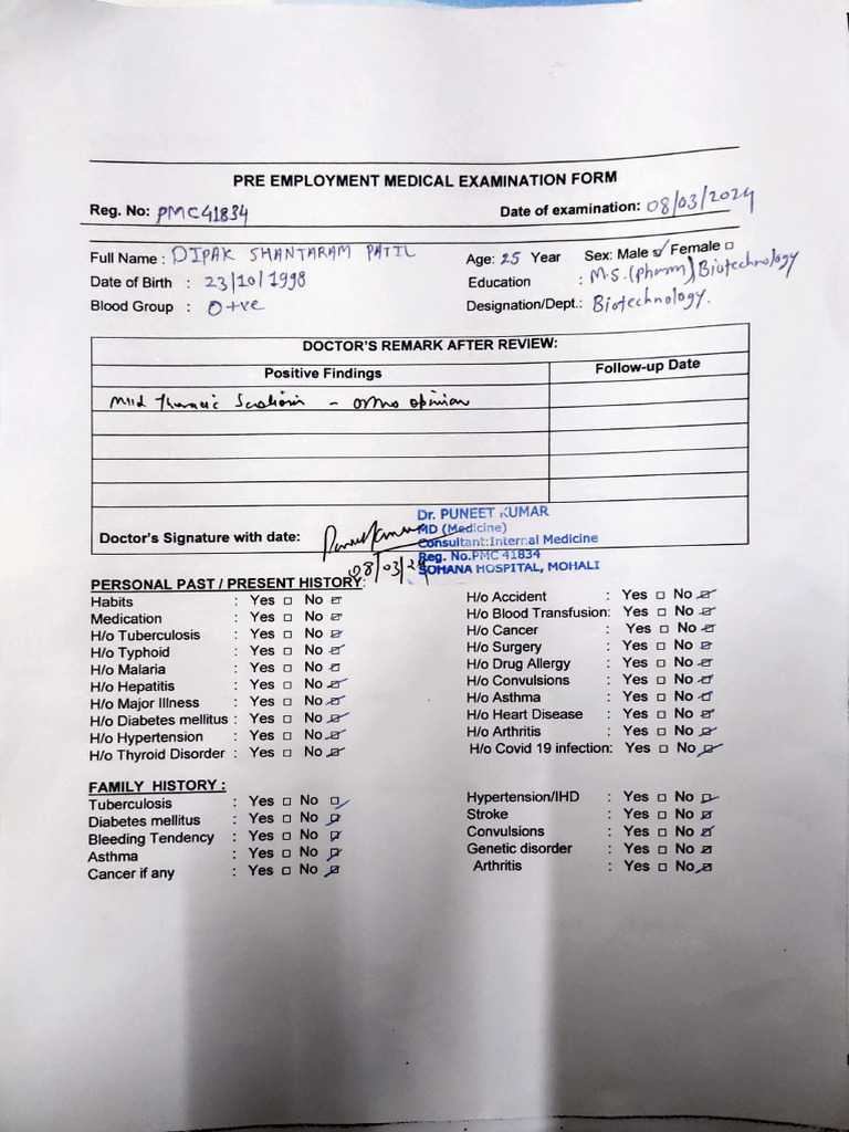 Dipak Patil Medical Reports | PDF