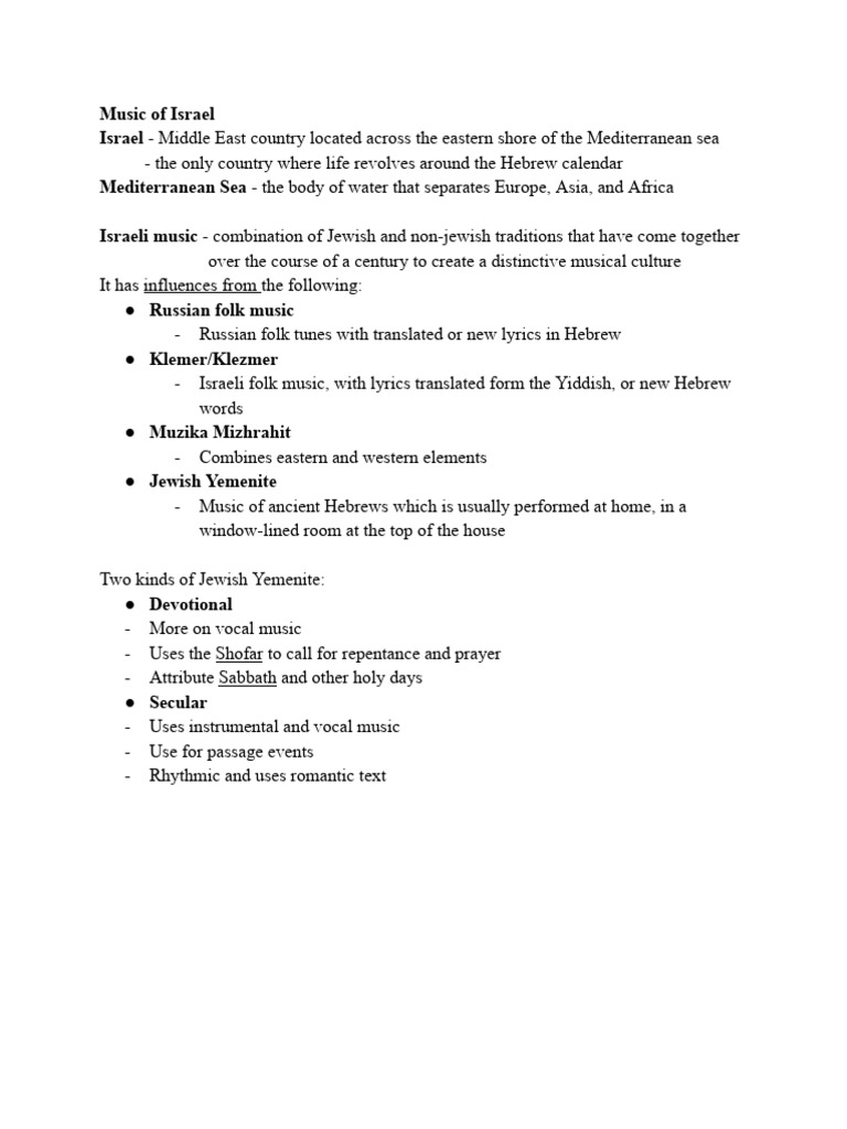 Distinctive Israeli Music Traditions | PDF