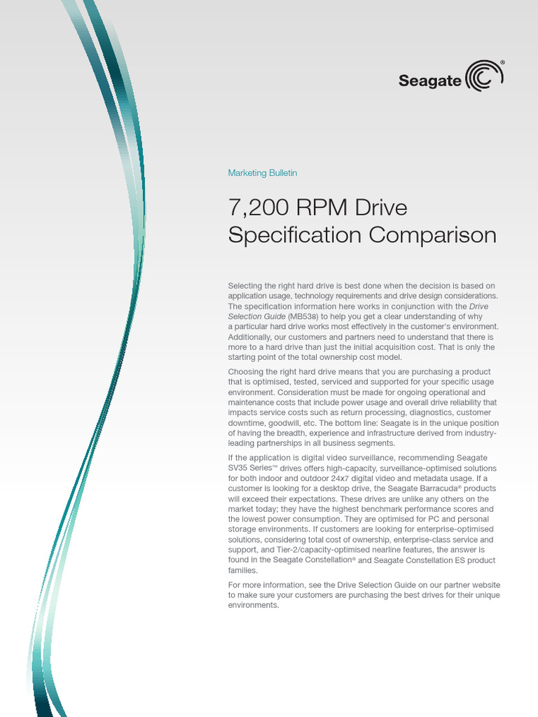 7200 Drive Spec Comparison GB | PDF | Byte | Hard Disk Drive