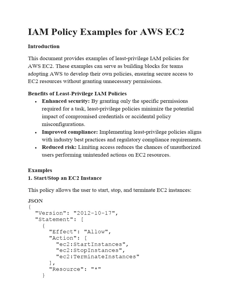 AWS EC2 Least-Privilege IAM Policies | PDF | Policy | Information ...