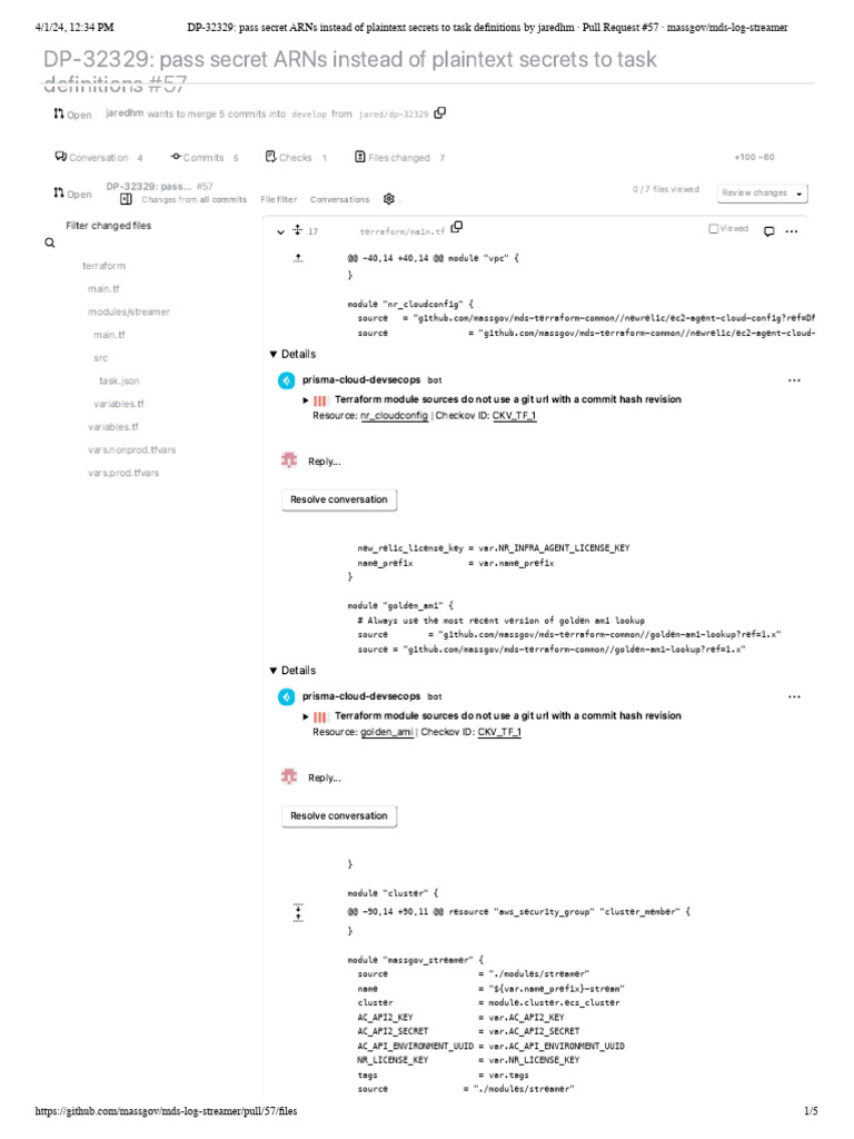 DP-32329 - Pass Secret ARNs Instead of Plaintext Secrets To Task Definitions by Jaredhm Pull ...