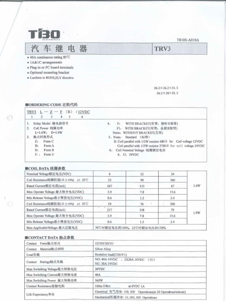 12v Relay Spec. | PDF