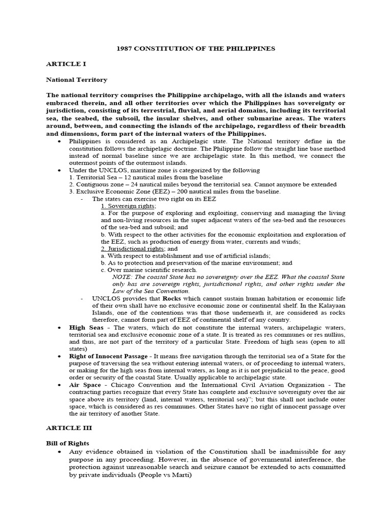 Consti Rev | PDF | Territorial Waters | Search Warrant