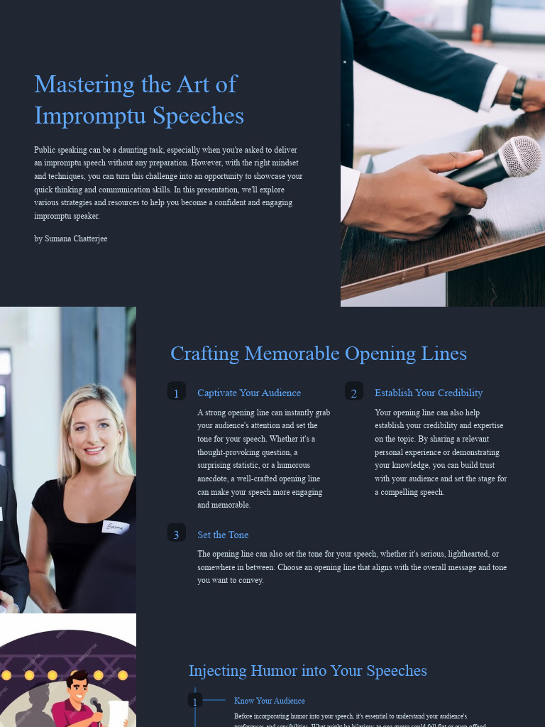 Mastering The Art of Impromptu Speeches | PDF | Public Speaking | Humour