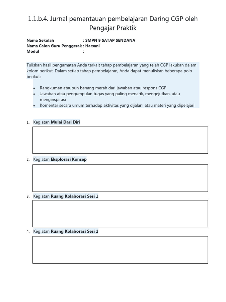 Jurnal Pemantauan Pembelajaran Daring | PDF | Pengembangan Diri