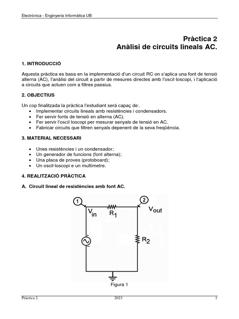 P2. Sistemes Lineals en AC | PDF