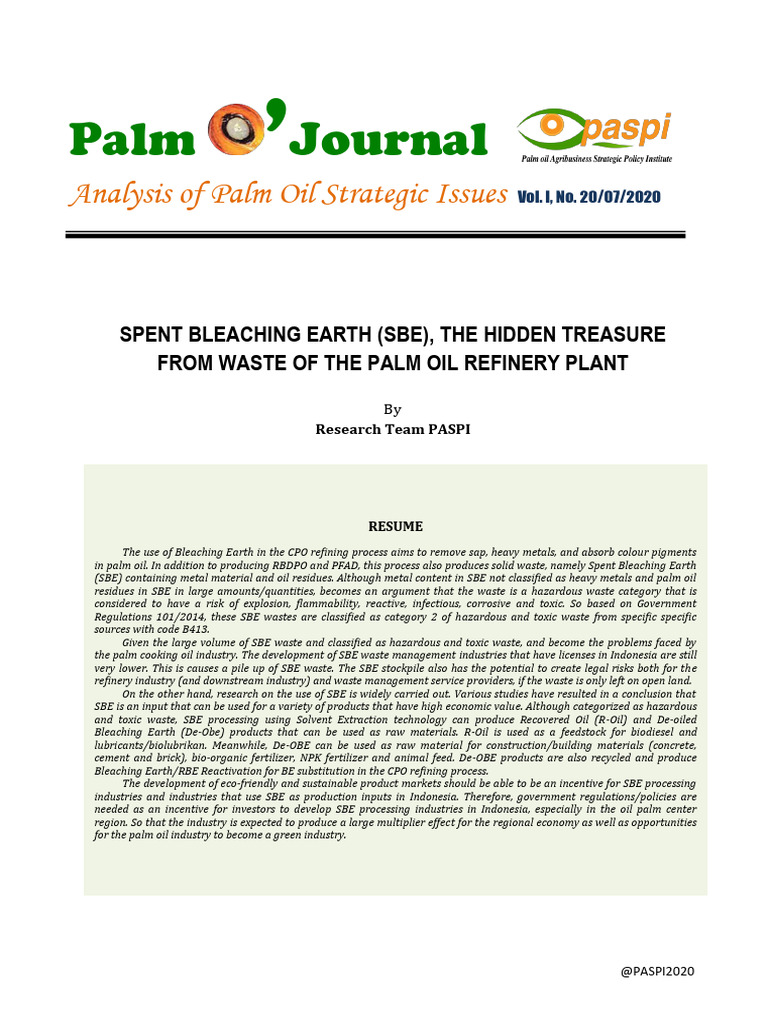 Spent Bleaching Earth: Opportunities & Risks | PDF | Oil Refinery | Waste