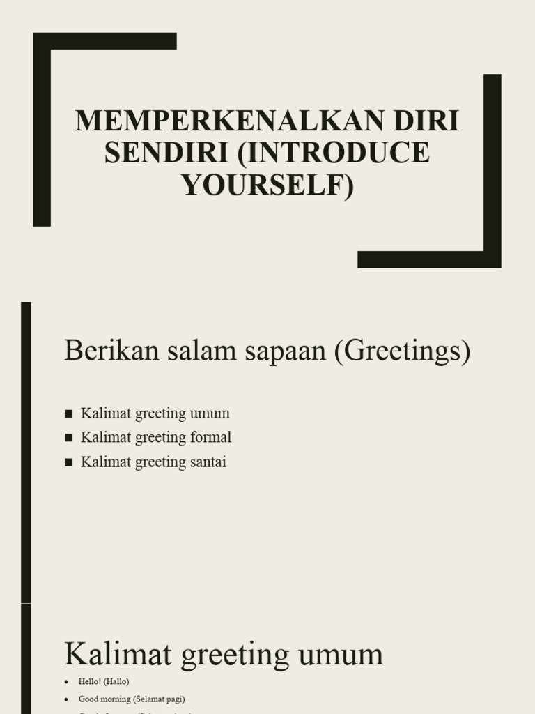 Memperkenalkan Diri Sendiri (Introduce Yourself) and Pronoun | PDF ...