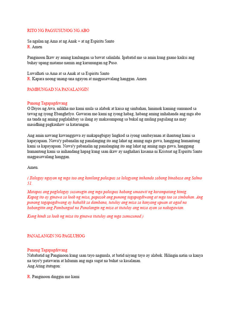 Rito NG Pagsusunog NG Abo | PDF