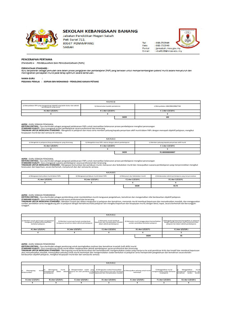 Borang Pencerapan PDP 2024 | PDF