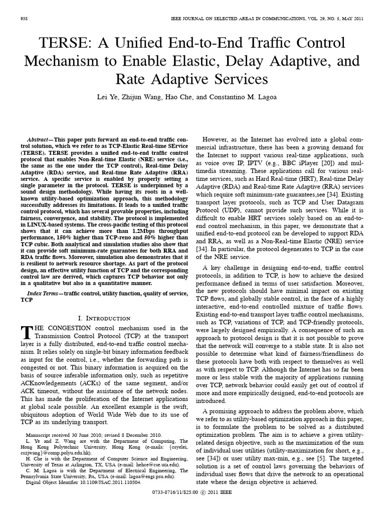TERSE-A Unified End-to-End Traffic Control Mechanism To Enable Elastic, Delay Adaptive, and Rate ...