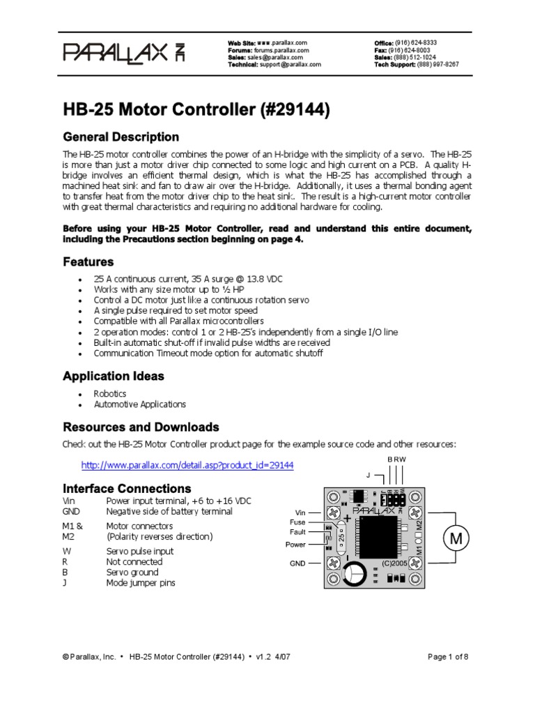 HB-25 Motor Controller (#29144) : General Description | PDF ...