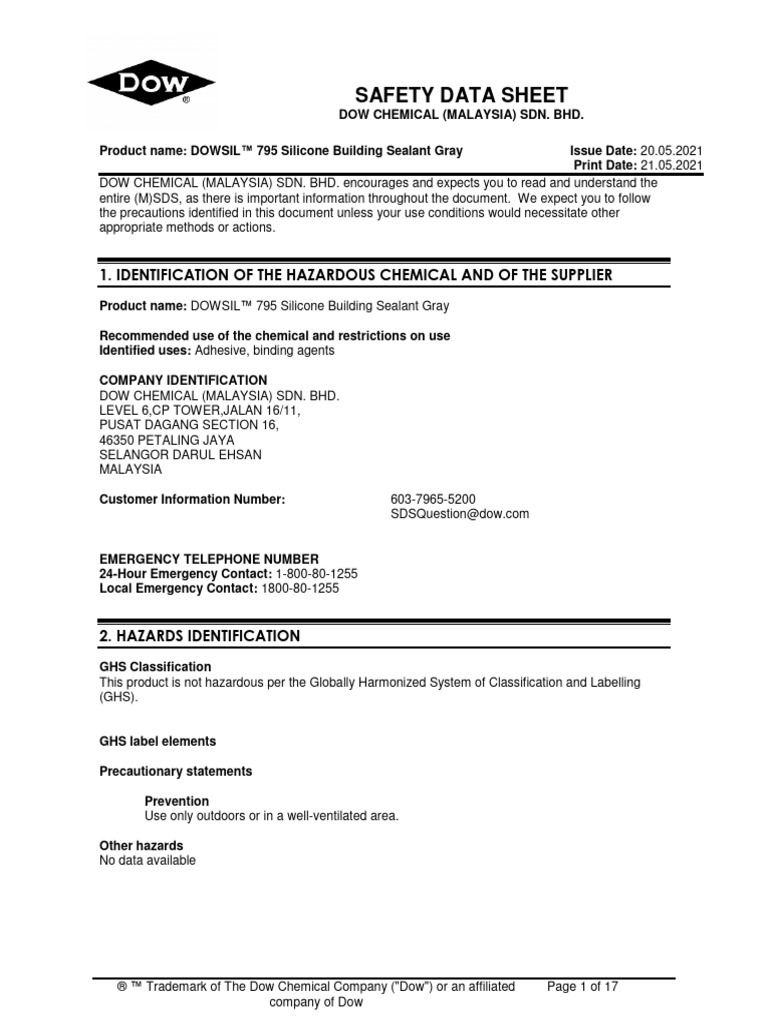 795 Gray English MSDS | PDF | Dangerous Goods | Occupational Safety And Health